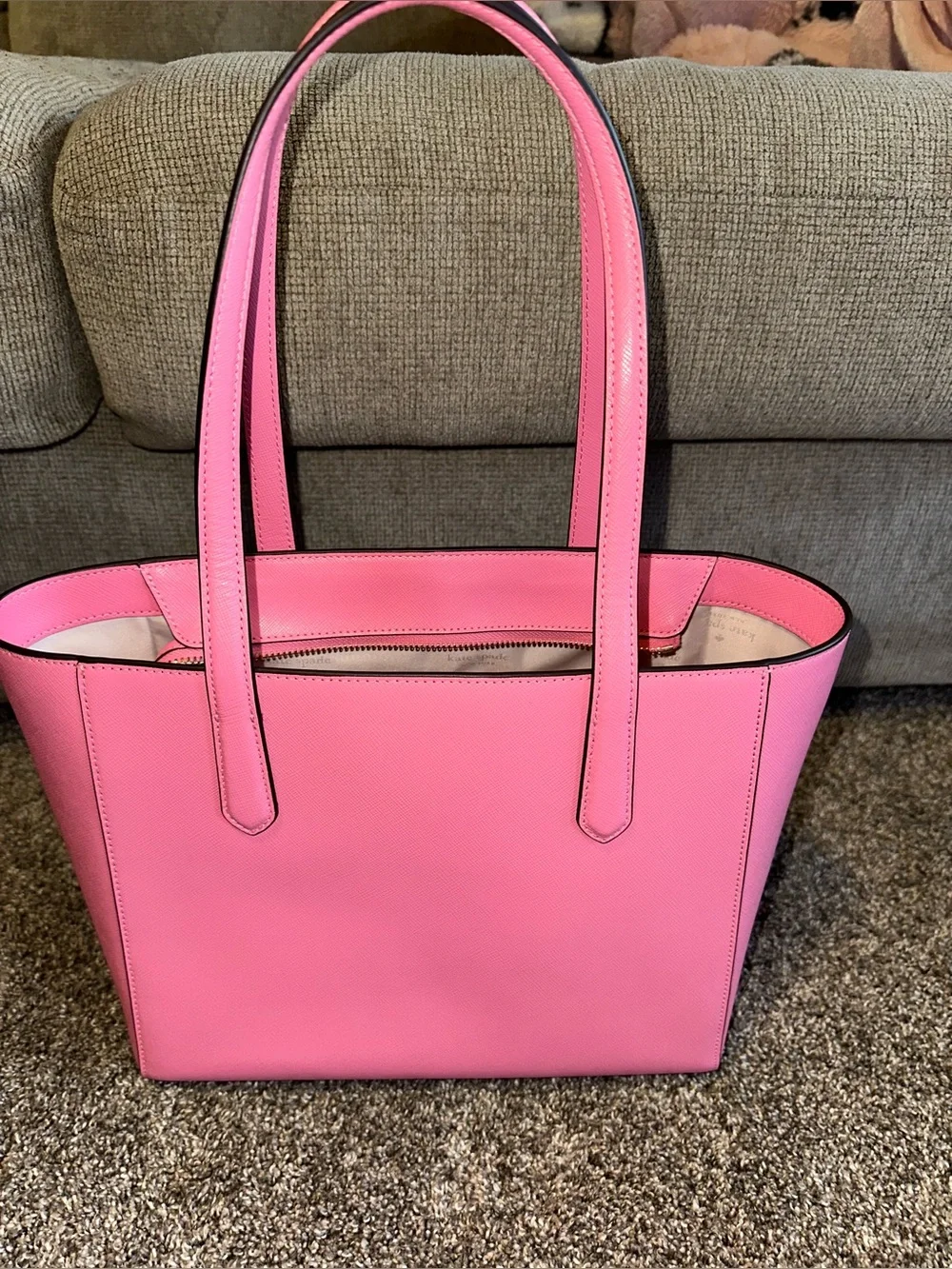 kate spade | Bags | Kate Spade Bright Pink Staci Saffiano Leather Tote ...